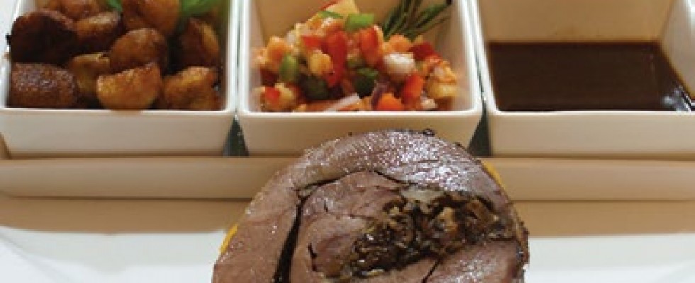 Roasted Goat Leg Marinated in Wadadli Beer with Mushroom Stuffing ...